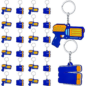 24 Pieces Dart Keychain Dart Party Favors Silicone Cute Keychain Dart Boys Birthday Party Decorations Soft Dart Themed Keychains for Kids Dart Game Themed Birthday Party Supplies, 2 Styles