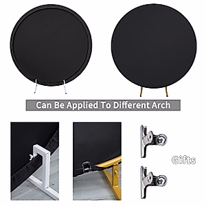 HELAKU Black Round Backdrop Cover - 7.2x7.2ft Black Circle Backdrop Cover with 2 Backdrop Clips Round Backdrop Background Cover for Birthday Party Baby Shower Wedding Decorations