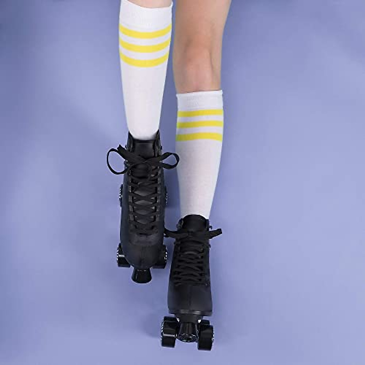 Skate Gear Extra Support Quad Roller Skates for Kids and Adults (Black, Women's 6 / Youth 5 / Men's 5)