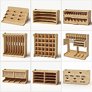 Bucasso Wooden Model Paint Rack Organizer, Paint Storage with MDF Material, Craft Supplies Storage, Suitable for Tamiya/Mr.Hobby Paints and Model Tools, GK8
