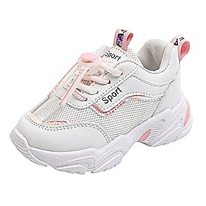Toddler Kids Baby Boys Girls Sports Shoes Mesh Breathable Infant Soft Sneaker Shoes Running Shoes Walking Shoes (Pink, 4.5-5 Years Little Kid)