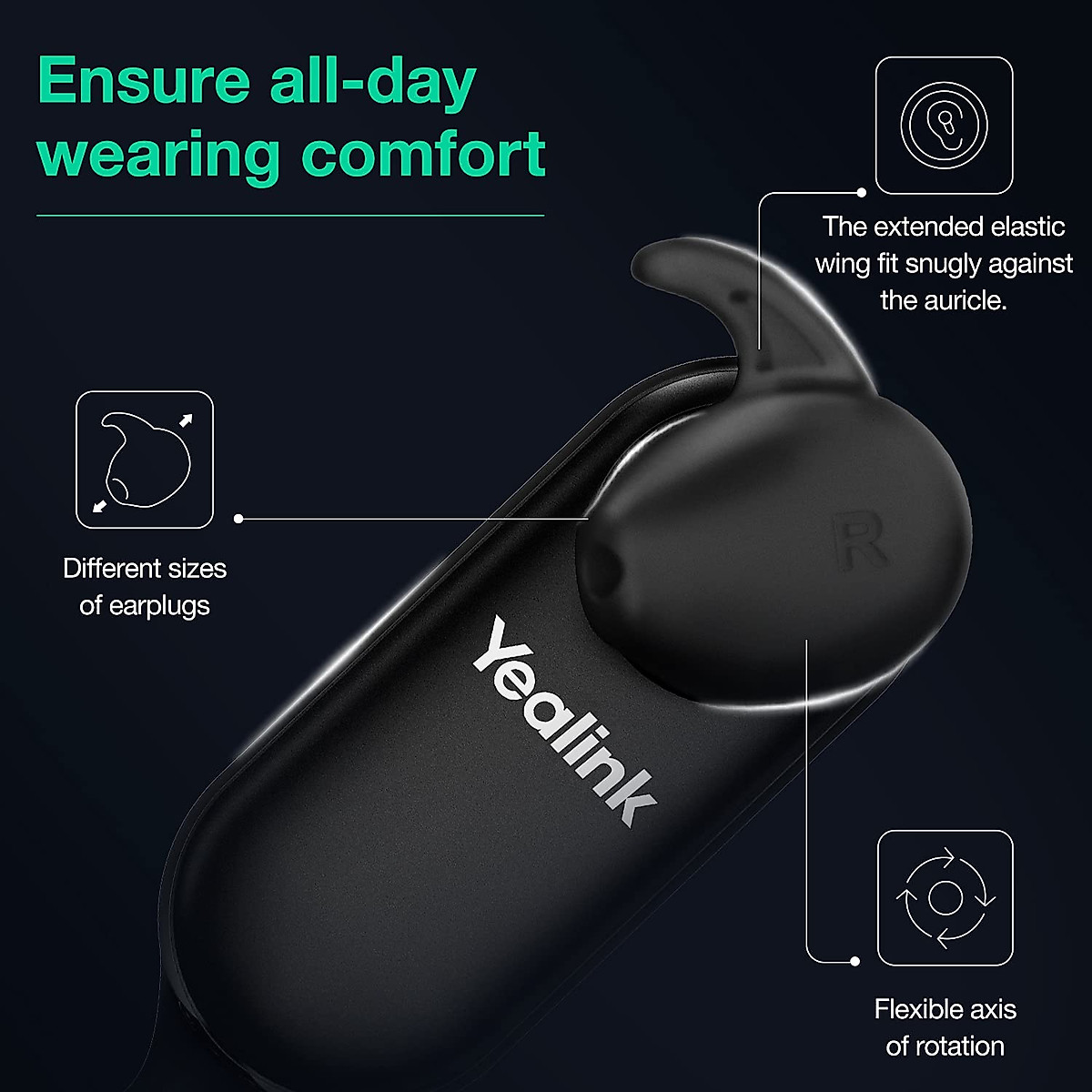 Yealink WH63 Wireless Headset with EHS60 Adapter DECT Headset Teams Zoom Certified Headset Compatible for Cisco Avaya Poly Grandstream IP VoIP Phones SIP Phones Noise Canceling Mic Stereo Single Ear