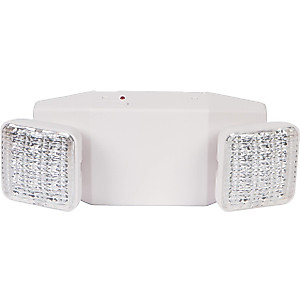 Morris Products Square Head Micro LED Emergency Light – White, High Output - 76 Lumens - Energy Saving Emergency Lighting Unit – Compact Design – Thermoplastic Housing, Mounting Plate, (73424)