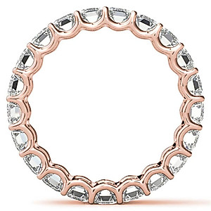 Bhumi Gems Emerald Moissanite Wedding Band, Engagement Bridal Ring Full Eternity Stackable Matching Comfort Fit Handmade Jewelry Anniversary Rose Gold Band