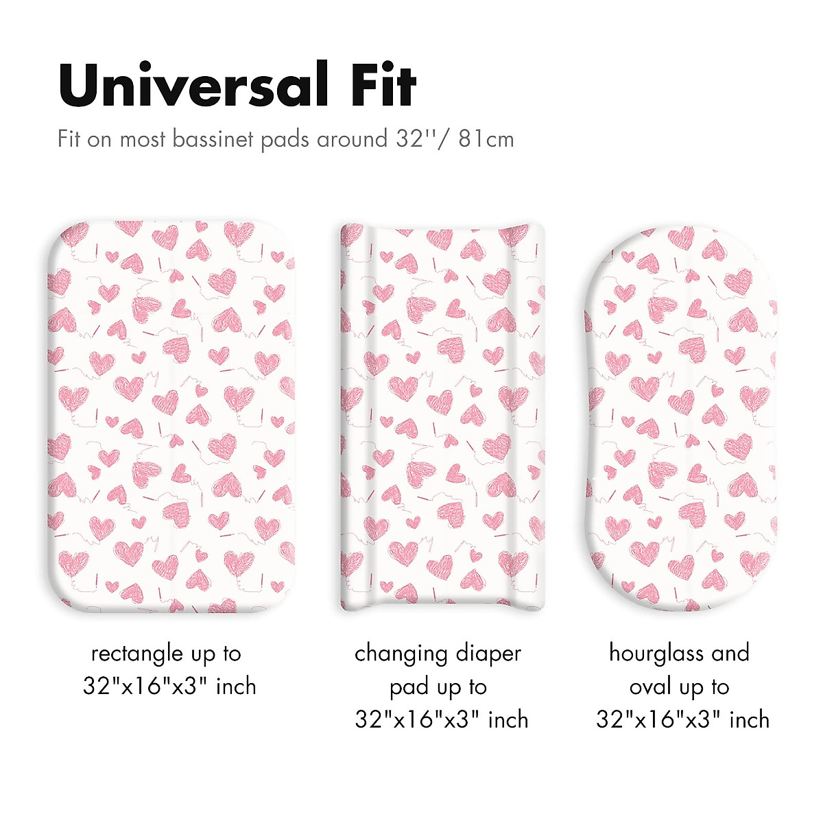 Gllquen Baby Bassinet Sheets 4 Pack, Breathable Cozy Fitted Mattress Sheet, Elastic Travel Crib Fashionable Floral Pattern, Standard Cradle Safe Sheets for Baby Boy Girls 32"X16"(Love)