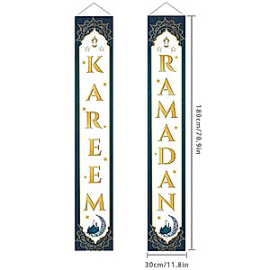 BTZO Ramadan Kareem Porch Banner,Eid Mubarak Door Banner Decoration Hanging Cover Sign for for Home Ramadan Eid Al-fitr Party Supplies