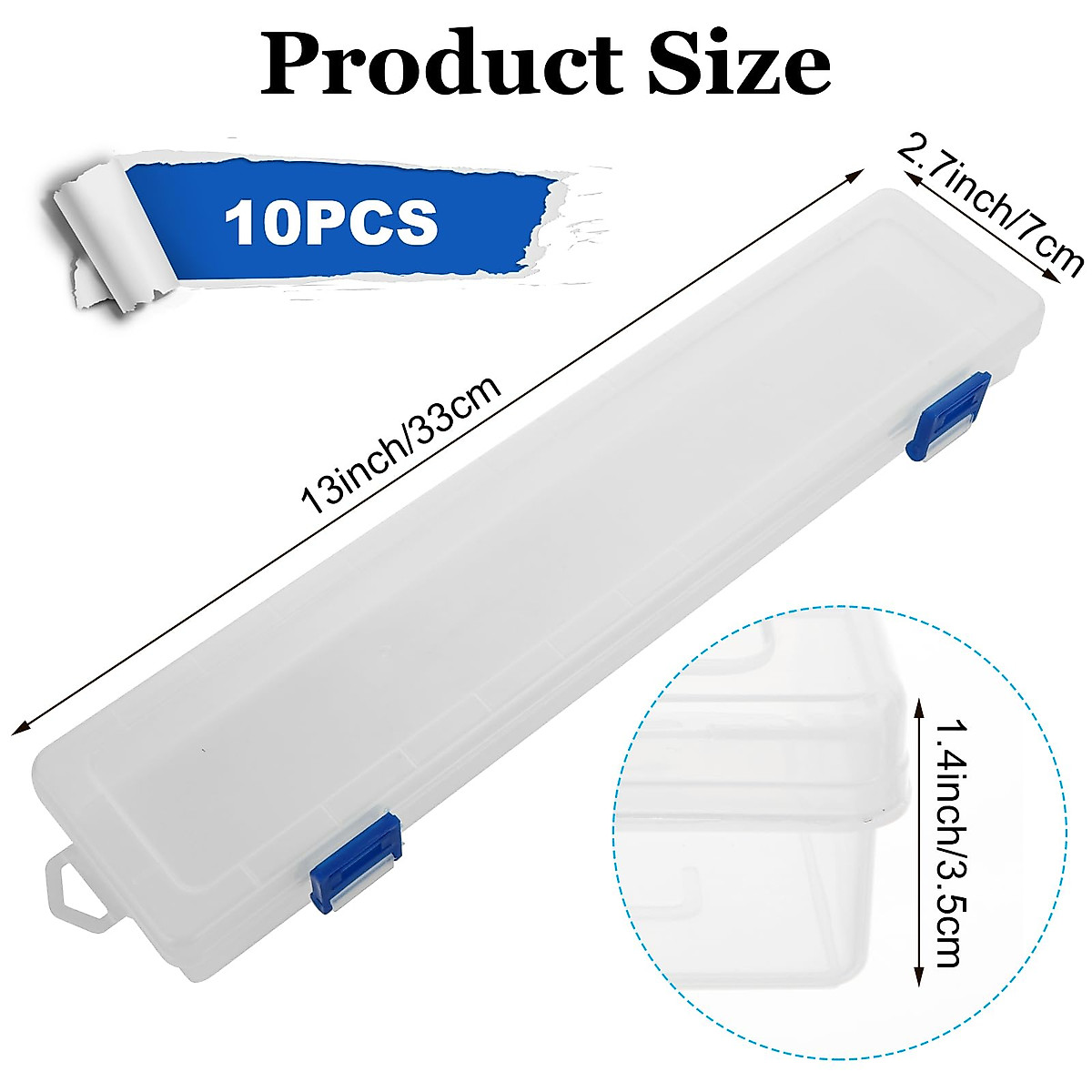 GBACHOOSE 10PCS Plastic Paint Brush Holder, 13x2.7x1.4 Inch Paint Brush Case Organizers Drawing Tools Storage Box, Long Paint Brush Case Watercolor Pen Pencil Container Buckle Design