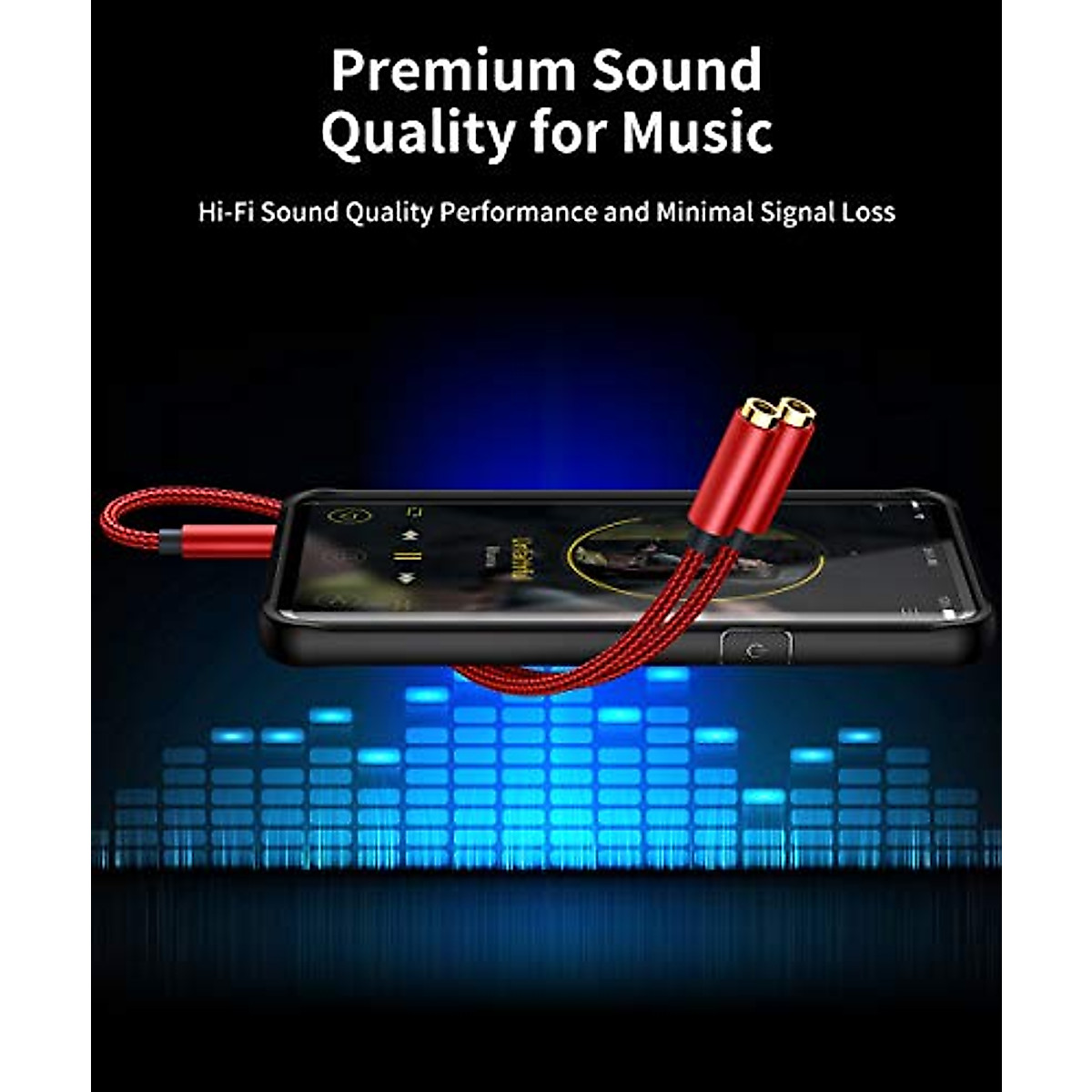 JSAUX Headphone Splitter 3.5mm, Audio Splitter 2 Female to 1 Male, Dual Headphone Adapter Compatible with PS4, PS5, Xbox, Nintendo Switch, PC Gaming Headsets, Phone, Tablet, Laptop and More-Red