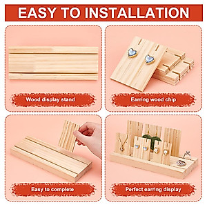 PH PandaHall Earring Holder Jewelry Display Wood Earring Necklace Stands with 6pcs Earring Cardboard Wood Earring Display Stands for Selling Earring Showing Jewelry Displaying Business Card