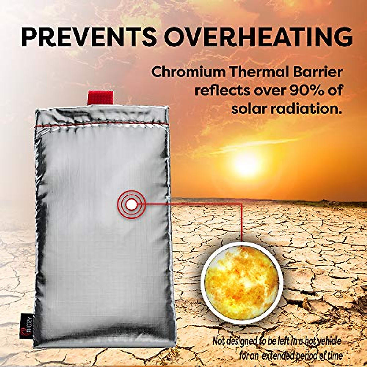 PHOOZY Apollo Series Thermal Phone Case - Insulated, Ultra-Slim Pouch Protects Your Phone from Overheating in The Sun & Extends Battery Life. Floats in Water. AS SEEN ON Shark Tank - Silver - Large