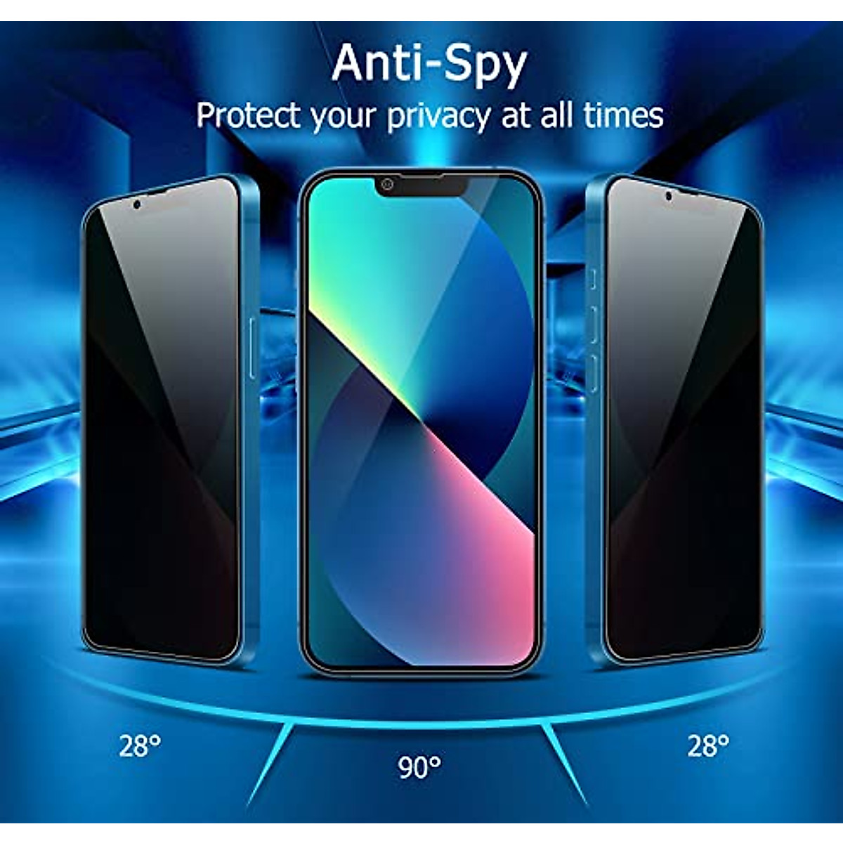 Cnarery [2 Pack] Privacy Screen Protector for iPhone 14/iPhone 13/iPhone 13 Pro, Anti Spy Tempered Glass with Alignment Frame Full Coverage Easy Installation Anti-peeping