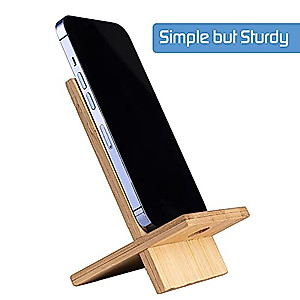 LIFATION Bamboo Phone Stand with Charging Hole Detachable Portable Wood Mobile Phone Holder