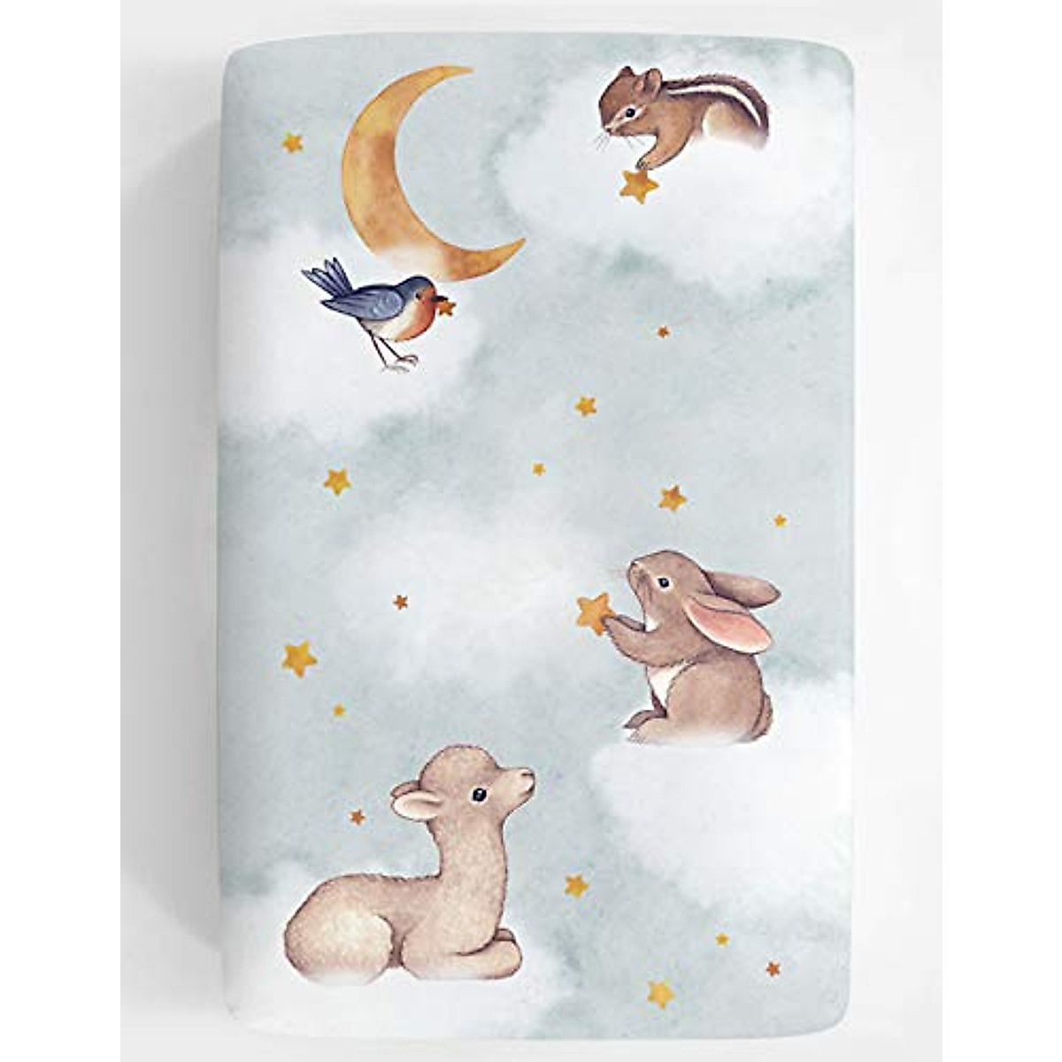 Mini Crib Sheet, Pack n Play or Playard Crib Sheet by Rookie Humans: 100% Cotton Sateen. Use as a Photo Background for Your Baby Pictures. Fits Mini Crib Size (38x24 inches) (Goodnight Wonderland)