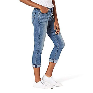 Signature by Levi Strauss & Co. Gold Women's Mid-Rise Slim Fit Capris (Standard and Plus), Blue Ice-Waterless, 10