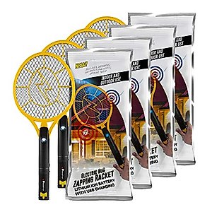 Beastron Bug Zapper Racket Electric Rechargeable Killer, 4 Pack Large Size, Yellow
