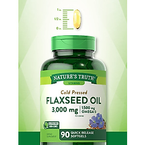 Flaxseed Oil Softgels | 90 Count | Cold Pressed, Non-GMO & Gluten Free Supplement | by Nature's Truth