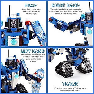 BARY'S Building Robot Remote Control Kit Creation STEM Kids Education 2 in 1 Police Car RC Discovery DIY Science Toy Experiment Assembly Robotics Set Boys & Girls 6+ Gift 556 Pieces to Build