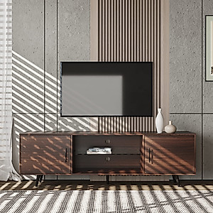 Furnnylane Farmhouse TV Stand for 65 inch TV LED TV Stands Front Entertainment Center with Cabinets for Living Room,Bedroom