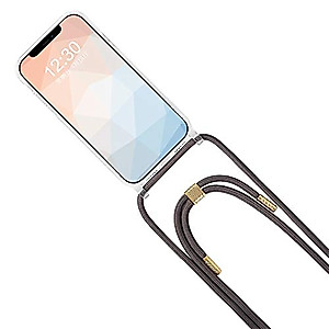 Omorro for iPhone 12 Pro Max Clear Case, Adjustable Crossbody Lanyard with Neck Strap for Girls Women Girly Transparent Thin Slim Flexible Soft TPU Gel Frame PC Back Shockproof Protective Case Gray