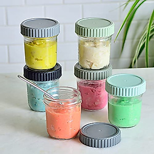 Youngever Glass Baby Food Storage, 6 Ounce Baby Food Glass Containers with Airtight Lids, Glass Jars with Lids (8 Urban Colors)