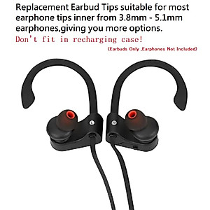 CYADCI Replacement Earbud Tips Silicone Earbud Tips Ear Gels Fit for Inner Hole from 3.8mm - 5.1mm Earphones 9 Pairs Earbud Replacement Tips Medium, Black-Red