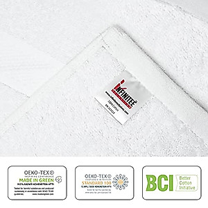 Infinitee Xclusives Premium White Hand Towels 6 Pack, 16x28 Inches, Hotel and Spa Quality + Washcloths Set – Pack of 12, 13x13 Inches 100% Cotton Wash Cloths for Your Body and Face Towels