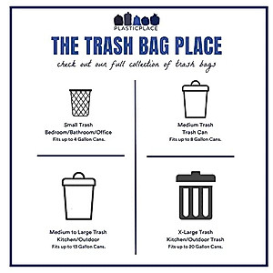 Plasticplace 6 Gallon Trash Bags │ 6 Microns │ Clear Garbage Can High Density Liners │ 20" x 22" (2000 Count)