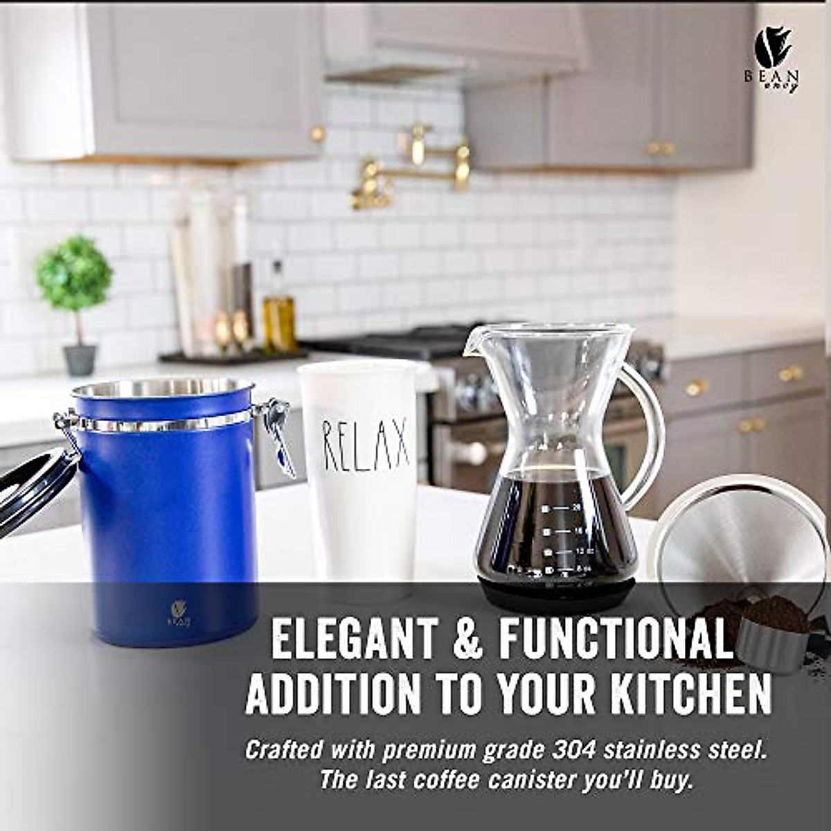 Bean Envy Coffee Canister - Airtight Stainless Steel Storage