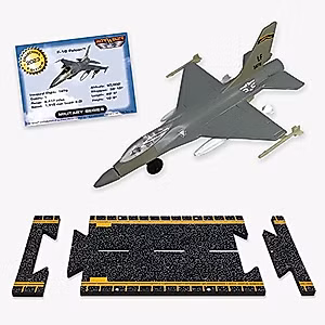 Hot Wings Planes F-16 (Military Markings) Jet with Connectible Runway,Grey