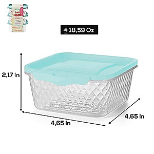 Plasvale Food Storage Plastic Containers Set of Crystal Line - 18.6 fl oz - 6 Pieces - Microwave, Freezer and Dishwasher Safe - BPA Free (Green)