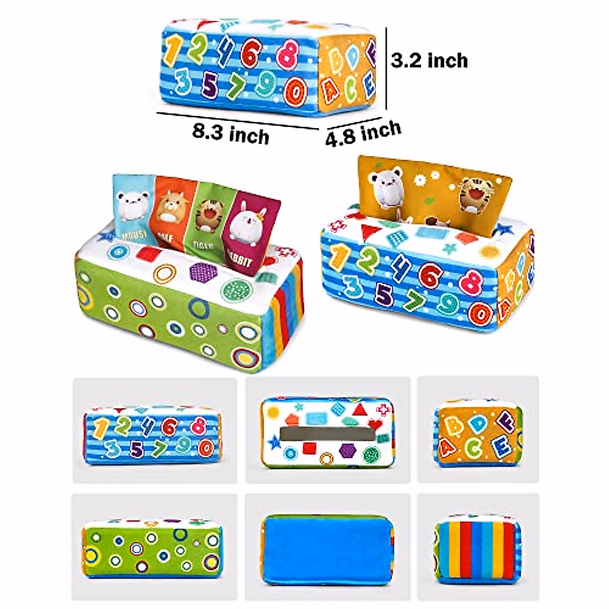 Lolakee Baby Tissue Box Magic Tissue Box Baby Toy Montesori Square Sensory Toys Pull Tissues Activities Gift with Soft Dance Scarves Juggling Scarfs for Toddler, Infants and Kids