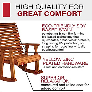 Amish Heavy Duty 600 Lb Roll Back Pressure Treated Rocking Chair (Cedar Stain)