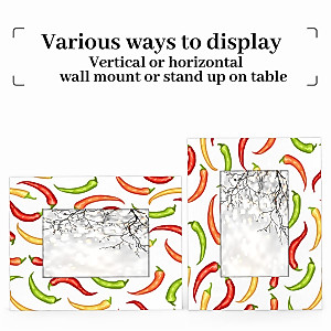 Pardick Colorful Chilli Pepper 8x10 Picture Frame, Red Yellow Green Chilli Wooden Photo Frames for Tabletop and Wall Display, Picture Frame Home Decor