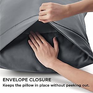 Bedsure Pillow Cases Standard Size Set of 2 - Dark Grey Brushed Microfiber Pillowcases, Super Soft and Cozy Pillow Case Covers with Envelop Closure, 20x26 Inches