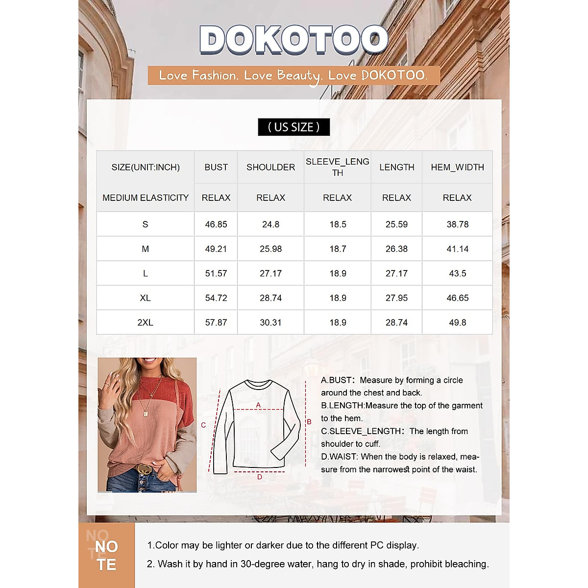Dokotoo Women's Pullover Shirts Long Sleeve Knit Tees Shirts High Neck Color Block Tunics Blouses Ladies Casual Sweatshirt Womens Fall Fashion 2025 Red X-Large
