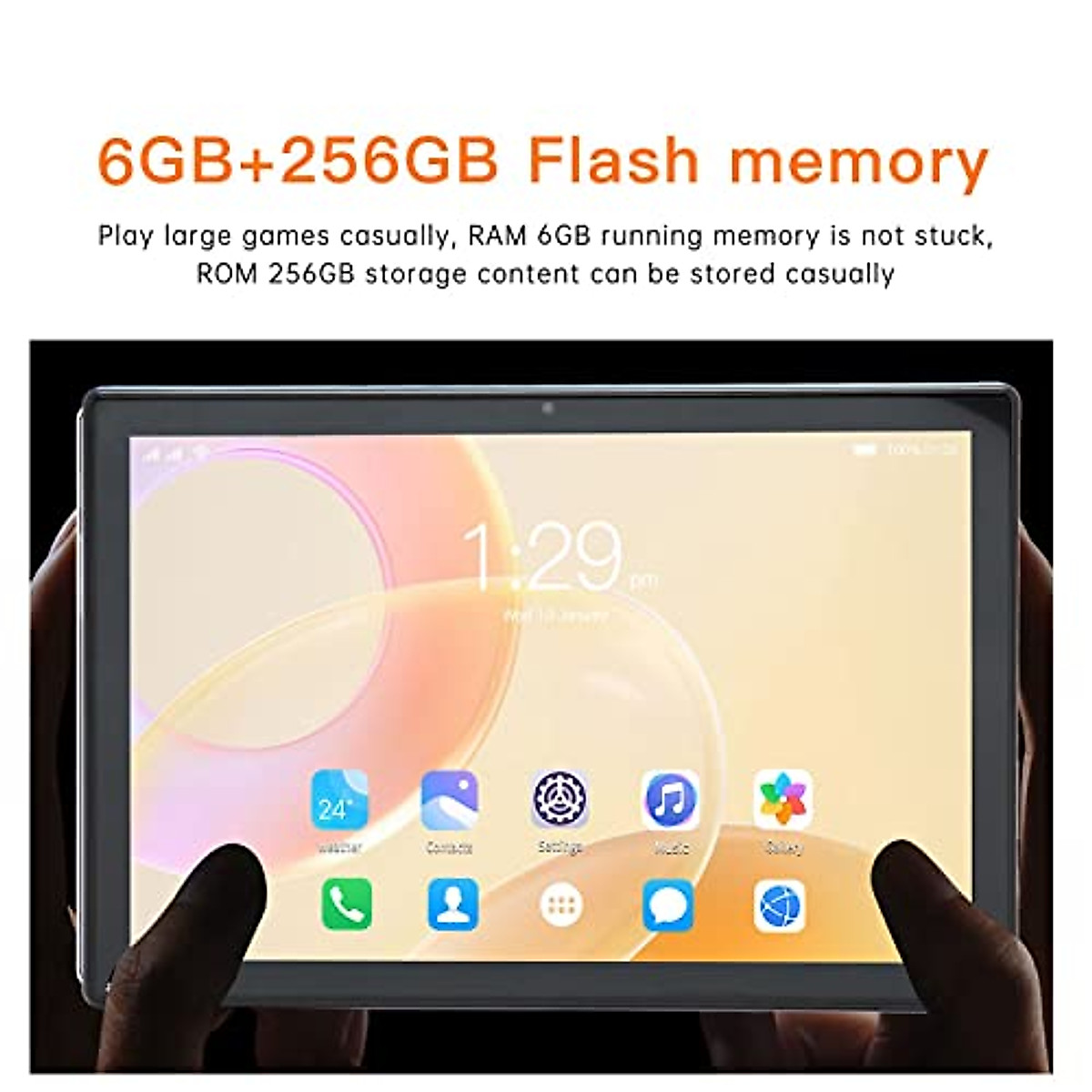 soobu 10 Inch Tablet, Dual Camera 4G Network Office Tablet Blue 6GB RAM 256GB ROM IPS Screen for School (US Plug)