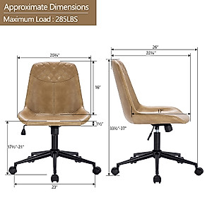 DUHOME Modern PU Leather Office Chair Desk Chair Swivel Computer Chair Dark Brown