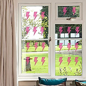 A1diee Set of 96 Lightning Bolt Wall Decal Preppy Pink Room Decor Aesthetic Vinyl Peel and Stick Thunder Wall Stickers for College Students Girls Pink Dorm Bedroom Living Room Nursery Decorations
