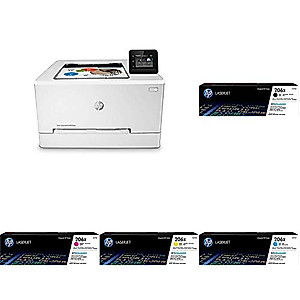 HP Color LaserJet Pro M255dw Wireless Laser-Printer, Remote Mobile Print, Duplex Printing (7KW64A) with XL-Toner-Cartridges - 4 Colors