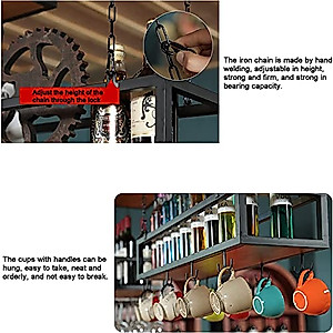 BUYFKG Industrial Ceiling Wine Rack, Iron Solid Wood Ceiling Wine Holder, with 1m Long Iron Chain Industrial Retro Shelves, Restaurants/Bar/Kitchen Storage Shelf (Size : 80cm)