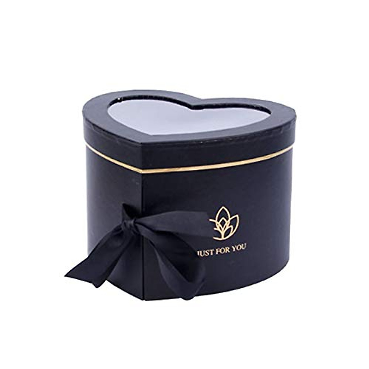 Heart-Shaped Paper Mache Boxes for Packaging, Luxury Flower Cardbord Boxes with Lids and Ribbons, Ideal for Crafting & Storage Accessories Cosmetics Jewelry Gifts Home (Black)