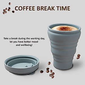 HOGOWARE travel coffee mug collapsible cup insulated tumbler smoothie with lid silicone reusable to go foldable silicon folding hot cold tea water - Medium (Light Pink)