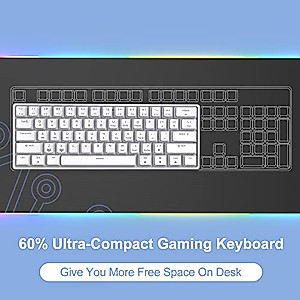 DIERYA 60% Mechanical Keyboard, DK61se Wired Gaming Keyboard with Red Switches, LED Backlit Ultra-Compact 61 Keys Mini Office Keyboard for Windows Laptop PC Gamer Typist（White）