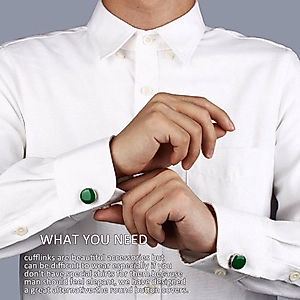 Mens Button Cover Cufflinks for Tuxedo Shirt –Imitation Button Studs (Green)