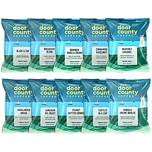 Gourmet Flavored Coffee Sampler Pack - 10 Bags of Unique Flavored Coffees - Roasted by Door County Coffee