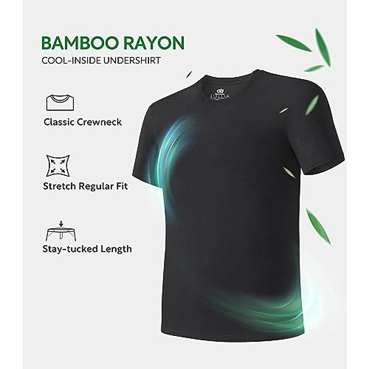 DAVID ARCHY Men's Undershirt Bamboo Rayon Moisture-Wicking T-Shirts Stretch Crewneck Tees for Men, 3-Pack (L, Black/Dark Gray/Light Gray)