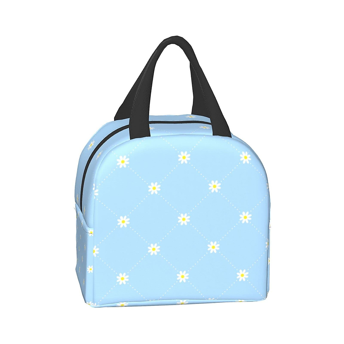 Ucsaxue Insulated Lunch Bag Women Men, Reusable Tote Lunch Box, Leakproof Cooler Lunch Bags for Work Office Travel Picnic, Cute Daisy Flower Light Blue