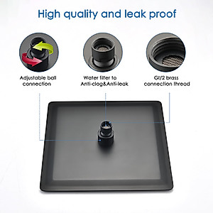 10 Inch Rain Shower Head, 10" Square Rainfall & High Pressure Stainless Steel Bath Showerhead, Waterfall Full Body Coverage With Silicone Nozzle