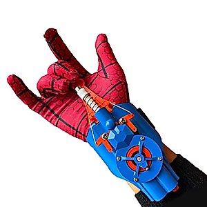 SUIZU Web Shooters, Spider Silk Launcher for Kids - USB Charging, Rope Launcher - Can Grab Small Objects, Super Hero Launcher Gloves Wrist Toy Cosplay Launcher Bracers Accessories (Red)