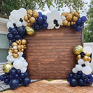 FOTIOMRG 130pcs Navy Blue Balloon Garland Arch Kit, 18 12 10 5 inch Navy Blue Latex Balloons Different Sizes Pack for Graduation Baby Shower Baseball Nautical Wedding Birthday Party Decorations（with